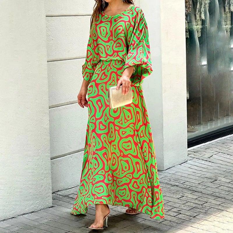 Swirl Slit Sleeve Maxi Dress Set – dressowy